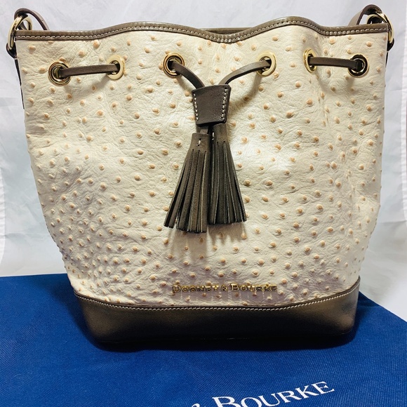 Dooney & Bourke | Bags | Dooney Bourke Ostrich Leather Drawstring ...